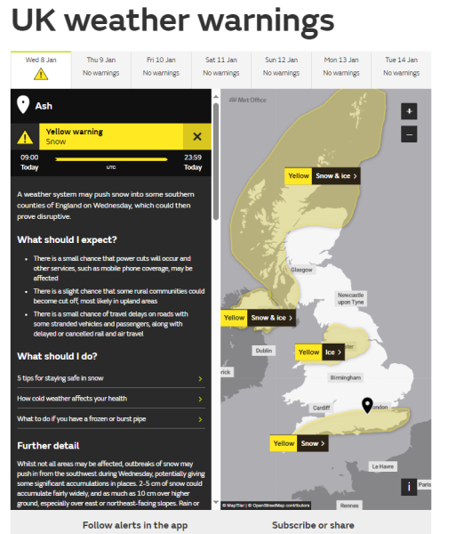 UK Weather Warnings | Ash Parish Council